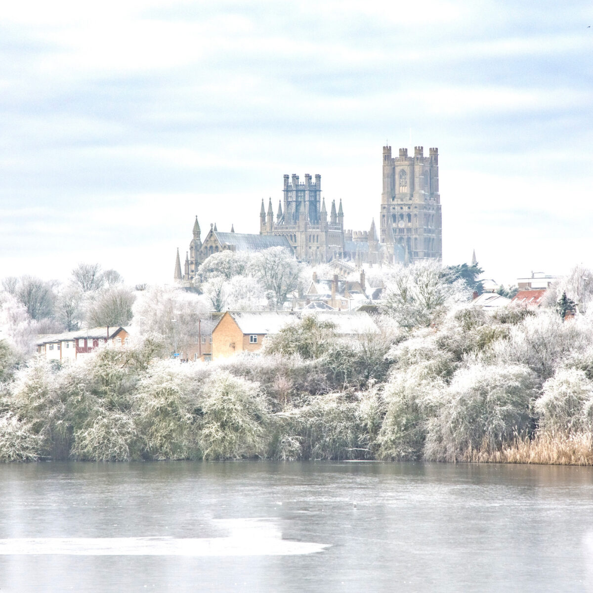 Ely Cathedral Winter card by Veronica in the Fens - Ely Cathedral